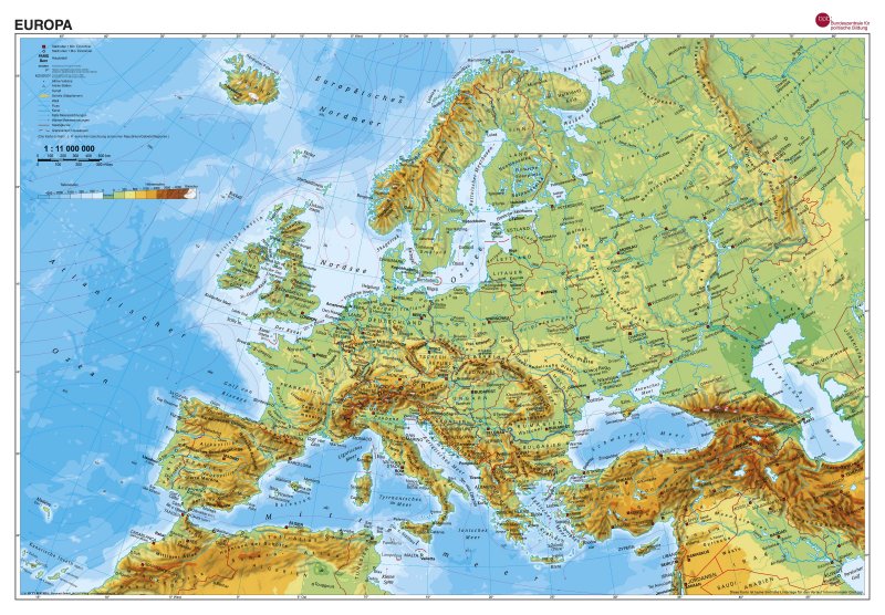 Startseite Landkarten Welt Europa Karte Von Europa, Physikalisch