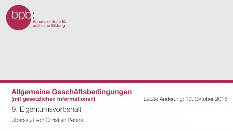 Unsere AGB | Eigentumsvorbehalt | bpb.de