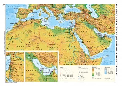 Physische Karte Des Nahen Ostens Mit Legende