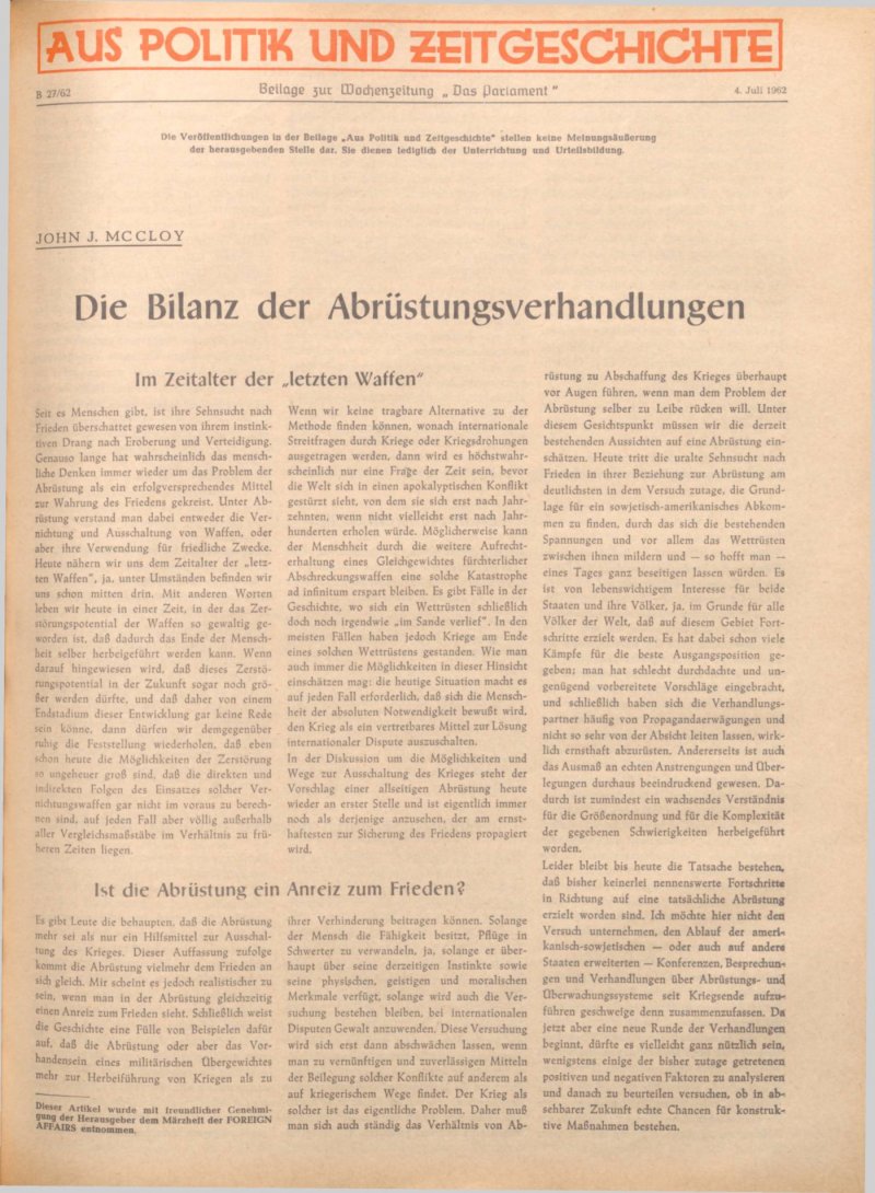 APuZ 27/1962 | Suchen Sie im APuZ Archiv | bpb.de
